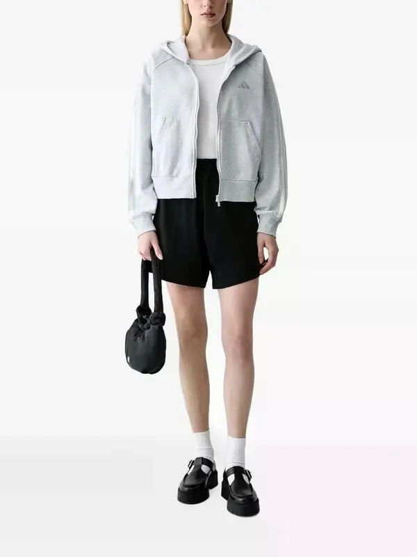 Adidas Logo-embroidered Zip-up Hoodie - Grey
