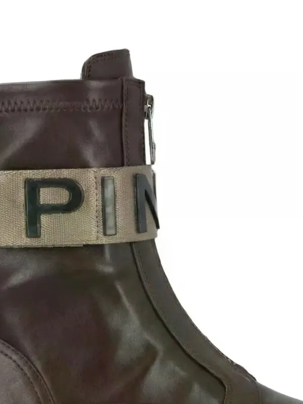 Pinko Logo-strap Ankle Boots - Brown