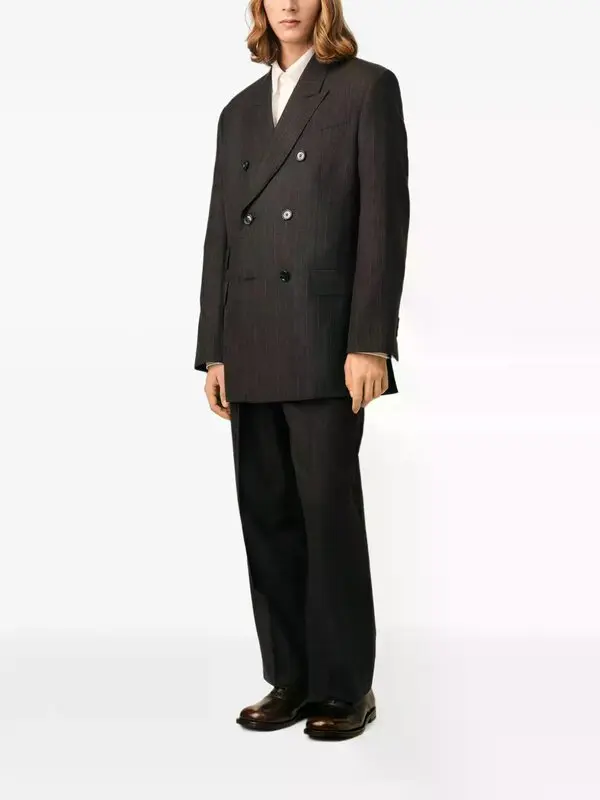 AMI Paris Double-breasted Striped Wool Blazer