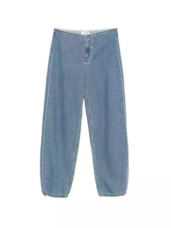 Still Here Drawstring Hem Wide-leg Jeans - Blue