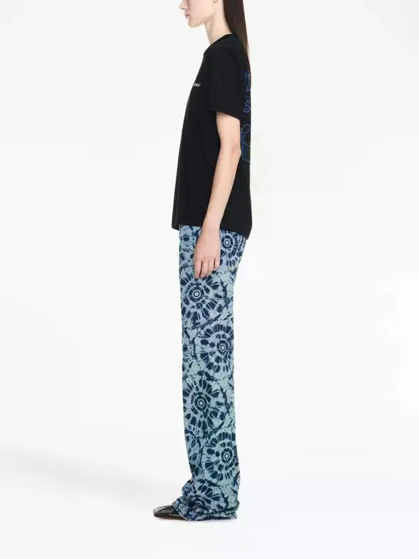 Off-White Cotton T-shirt With Floral Embroidery
