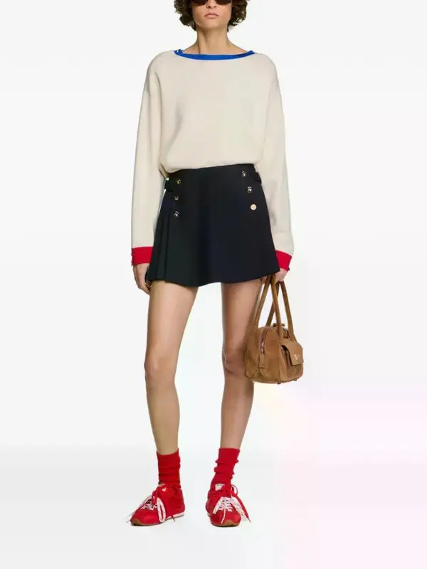 Sandro Contrast Round-neck Wool Sweater