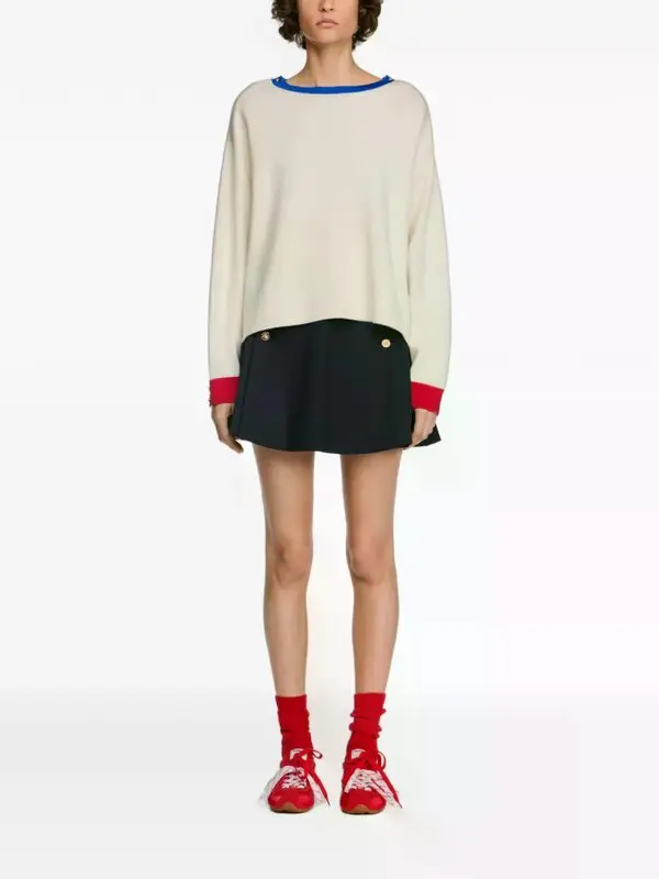 Sandro Contrast Round-neck Wool Sweater