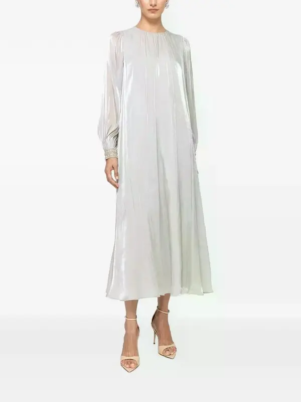 NISSA Crystal-detail Chiffon Midi Dress - Grey