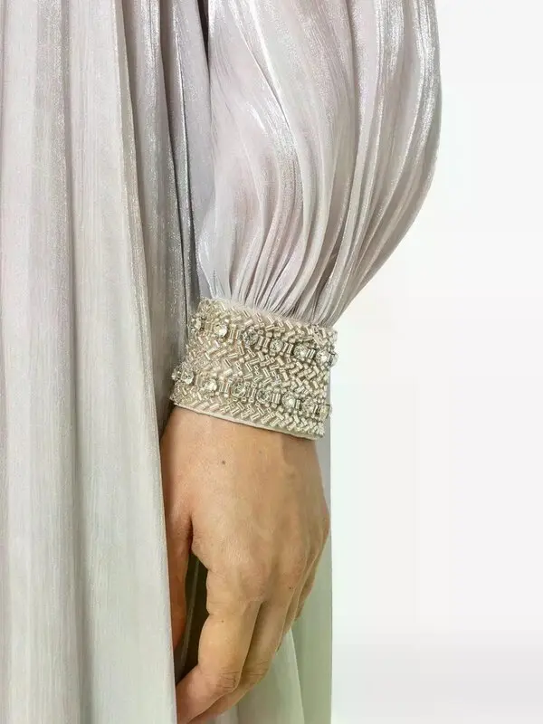 NISSA Crystal-detail Chiffon Midi Dress