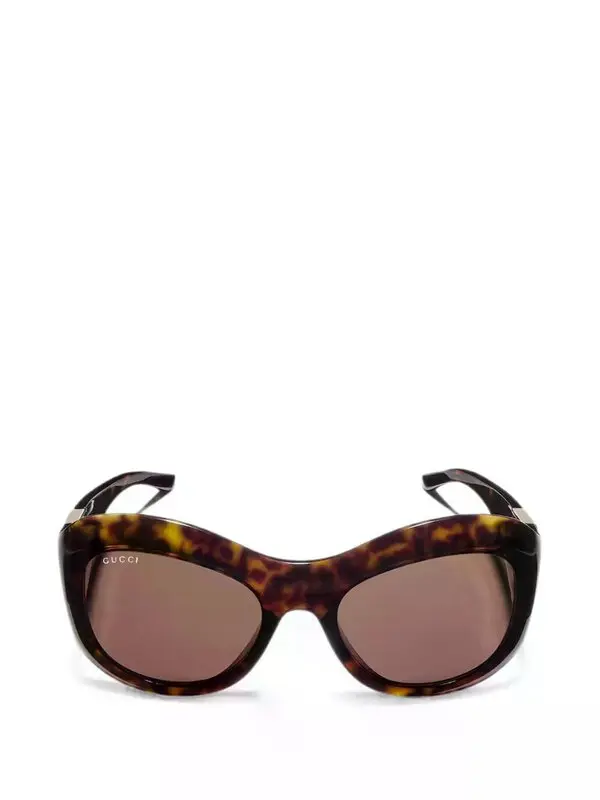 Gucci Double G Geometric-frame Sunglasses - Brown