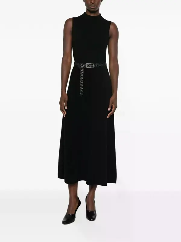 LE PETIT PULLE Sleeveless Knitted Midi Dress With Braided Belt