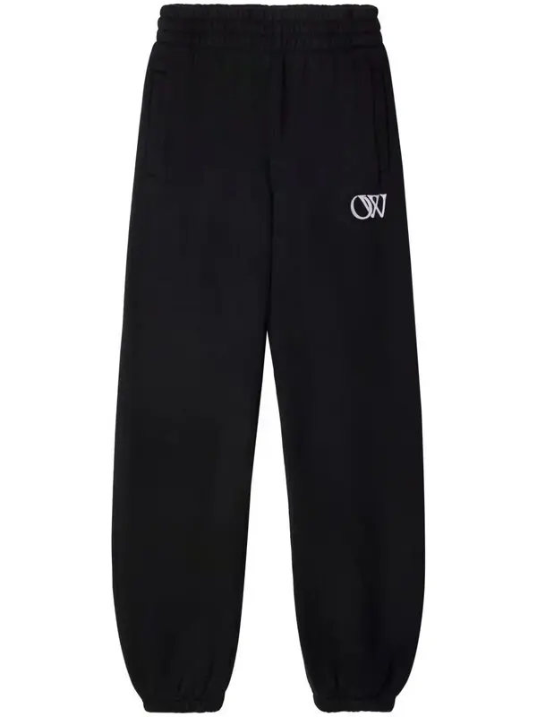 Off-White Logo-flocked Cotton Track Pants - White