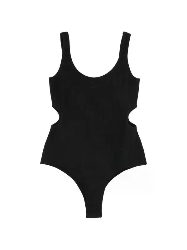Off-White Cut-out Ribbed Bodysuit - Black