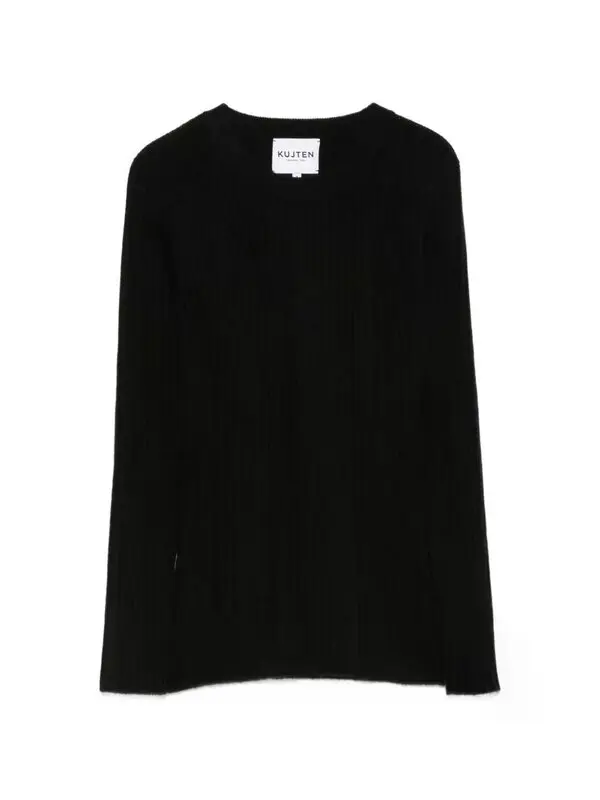 KUJTEN Ribbed-knit Crew-neck Sweater - Black