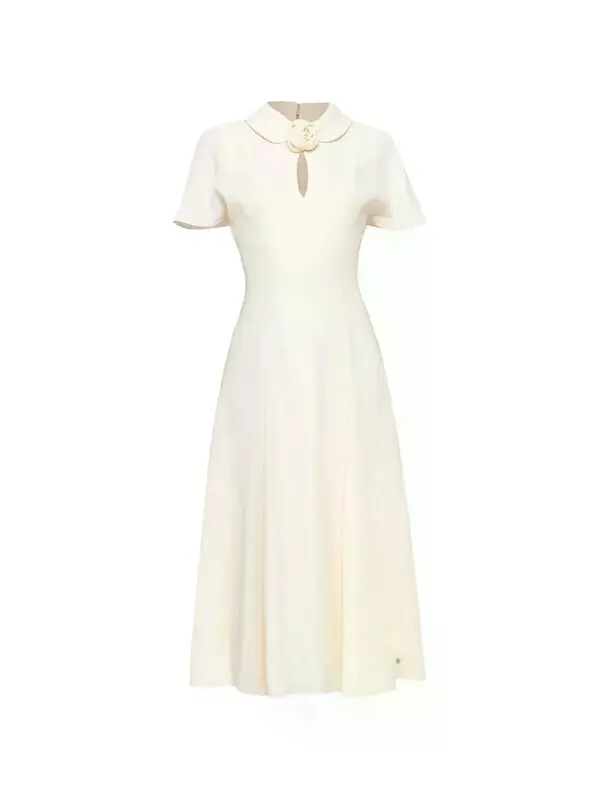 NISSA Floral-detail Midi Dress - Neutrals