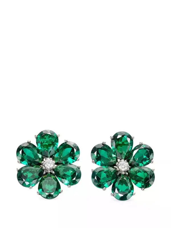 ANABELA CHAN Emerald Marguerite Daisy Earrings - Silver