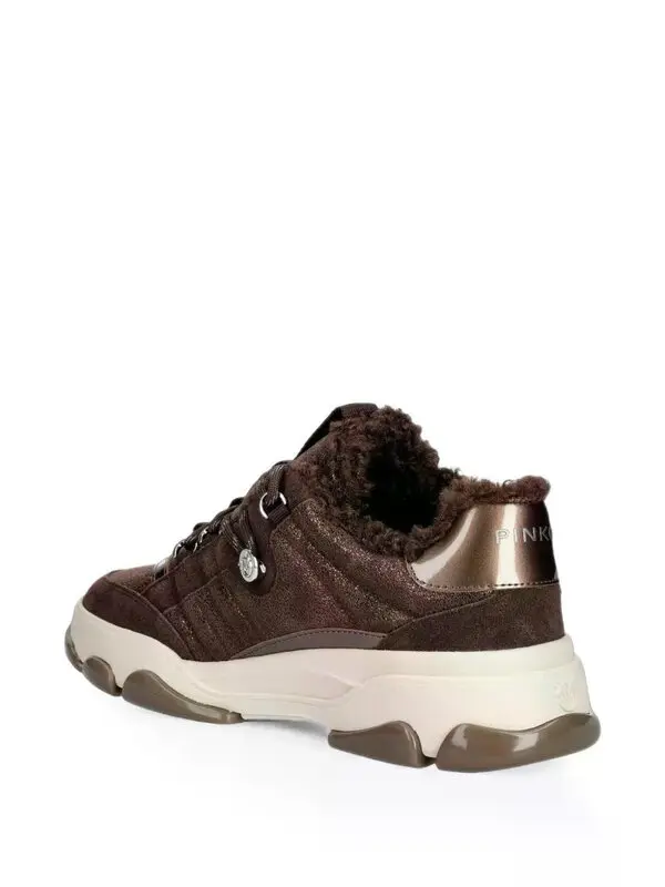 Pinko Shearling-trim Paneled Sneakers