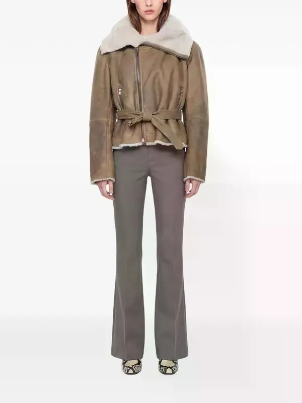 Rick Owens Belted Shearling-collar Coat