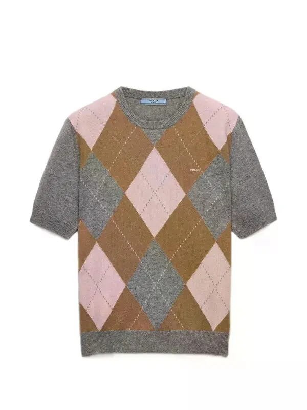 Prada Argyle Cashmere Sweater - Grey