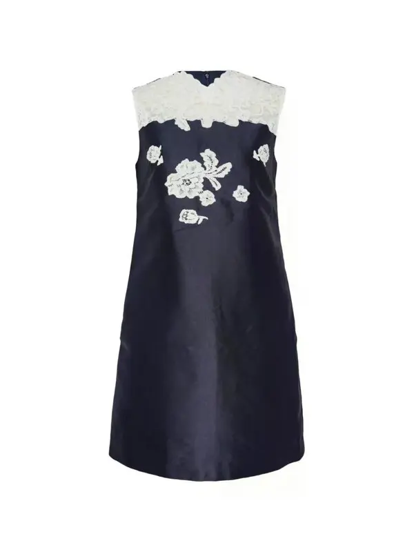 SELF-PORTRAIT Guipure Lace-appliqué Shift Mini Dress - Blue