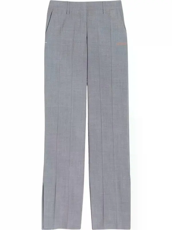 Off-White Pressed-crease Straight-leg Trousers - Grey