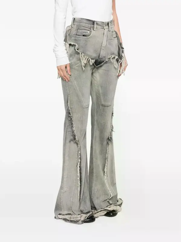 Rick Owens Fringe-trimmed Bootcut Jeans