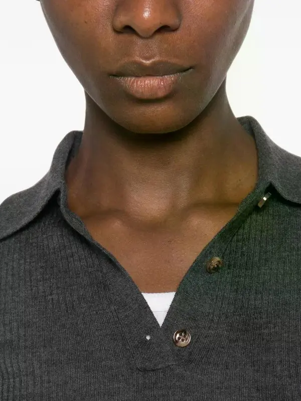 JCSOPHIE Pisa Ribbed-knit Polo-collar Sweater