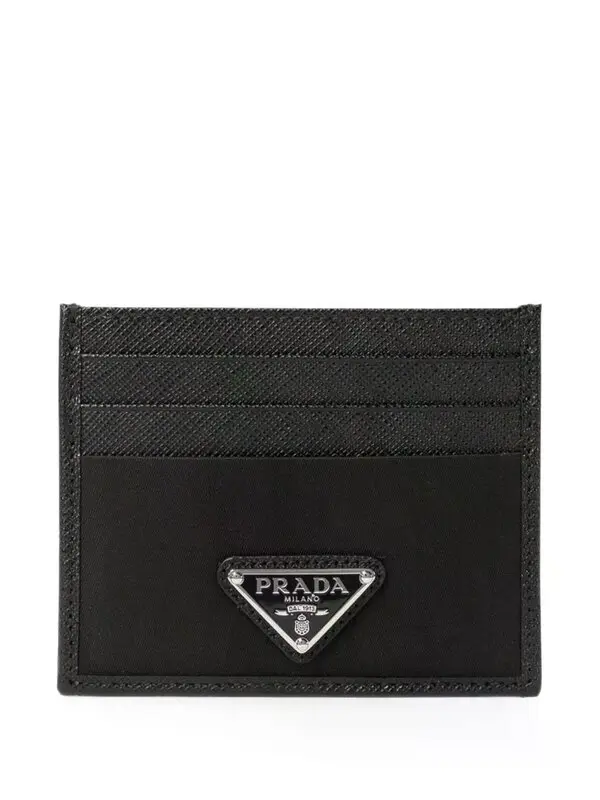 Prada Re-nylon And Saffiano Leather Card Holder - Black