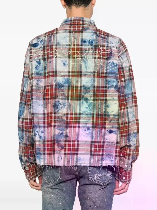 PURPLE BRAND Bleached-effect Check-pattern Shirt