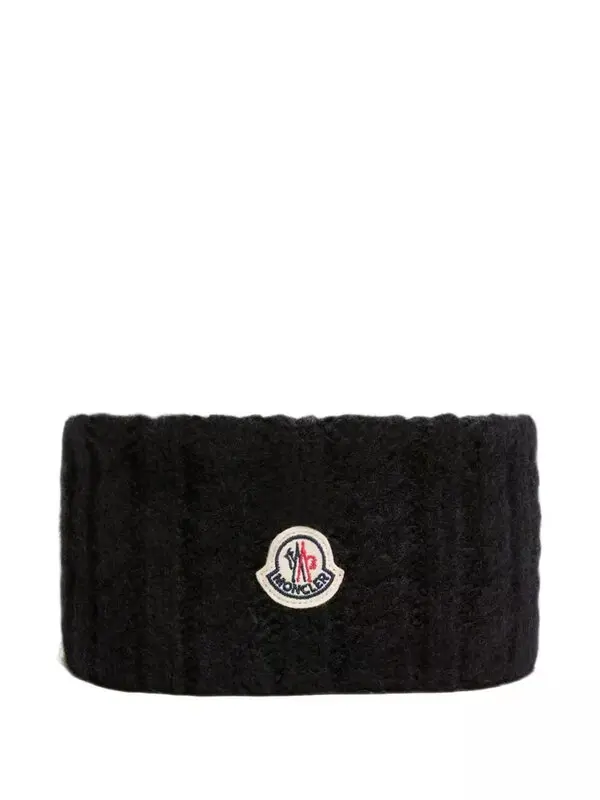 Moncler Cable-knit Logo-patch Headband - Black