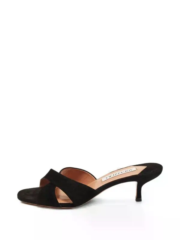 AQUAZZURA Crisscross Suede Sandals - Black