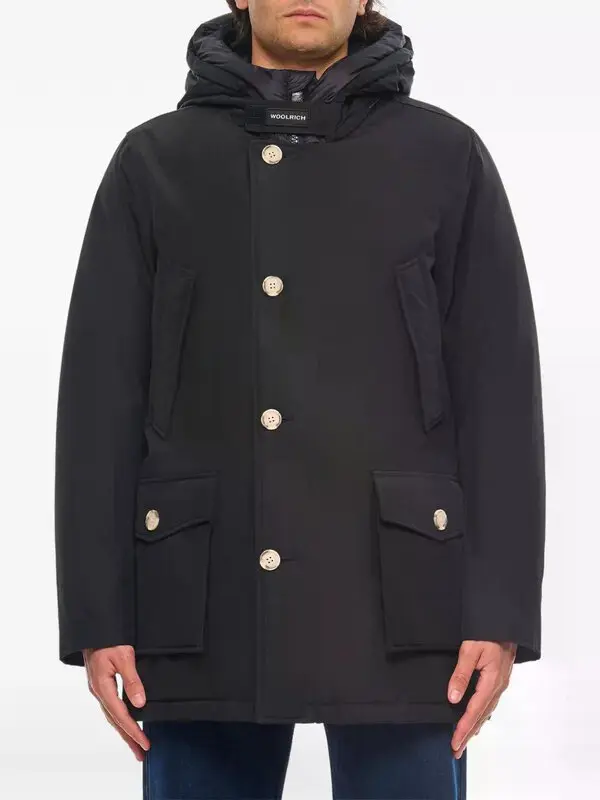 Woolrich Hooded Button-fastening Coat - Black
