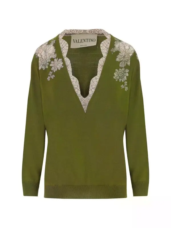 Valentino Garavani Lace-trim Wool Sweater