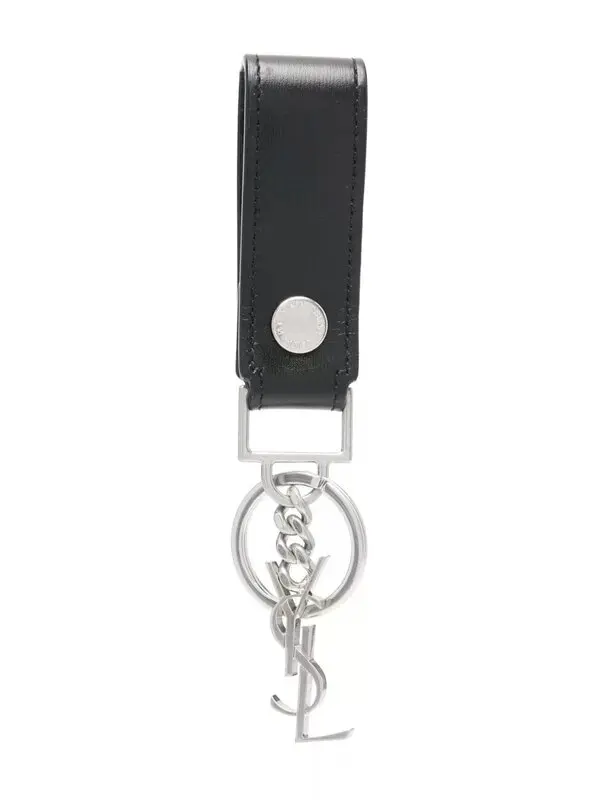 Saint Laurent Monogram Leather Keyring - Black