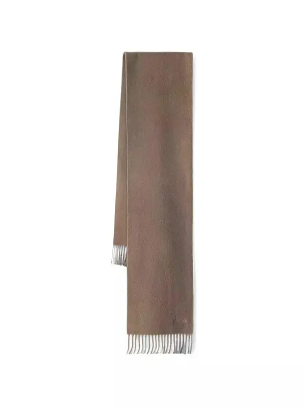 Max Mara Fringed Logo-embroidered Scarf - Neutrals