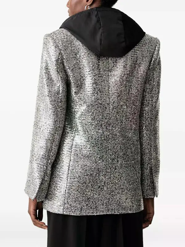Pinko Sequin-embellished Herringbone Blazer