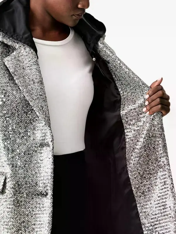 Pinko Sequin-embellished Herringbone Blazer