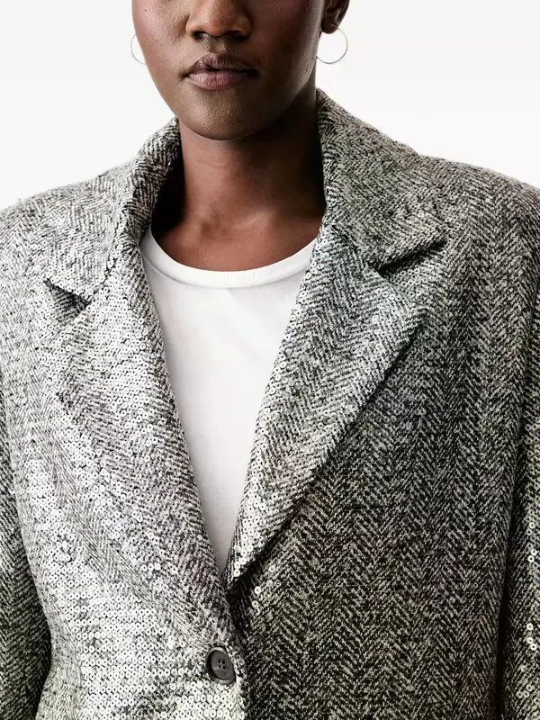 Pinko Sequin-embellished Herringbone Blazer