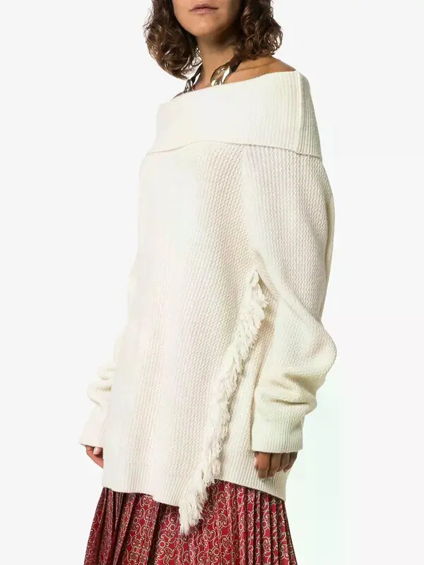 Stella McCartney Off- The-shoulder Fringe Sweater