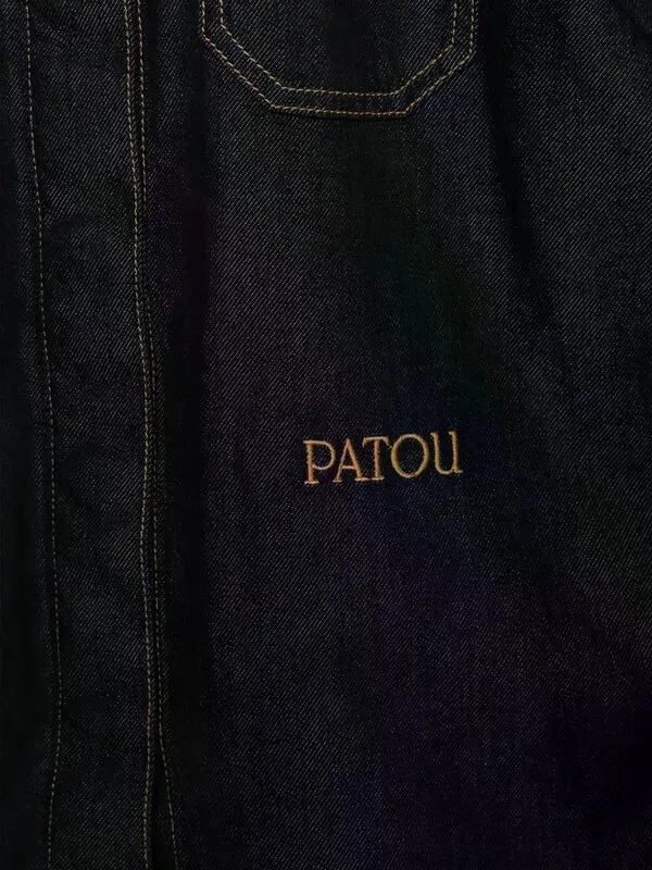 PATOU Knot-sleeve Denim Blouse