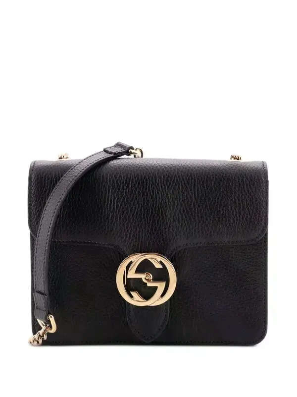 Gucci Interlocking Leather Small Shoulder Bag - Black