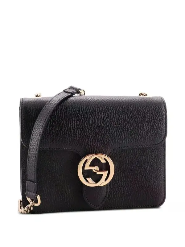 Gucci Interlocking Leather Small Shoulder Bag - Black
