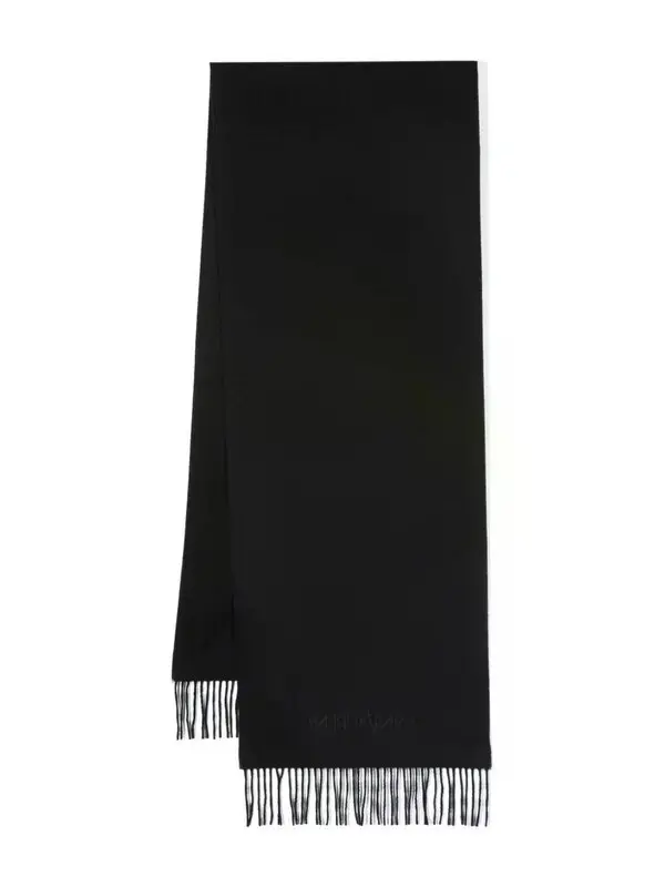 Saint Laurent Logo-embroidered Cashmere Scarf - Black
