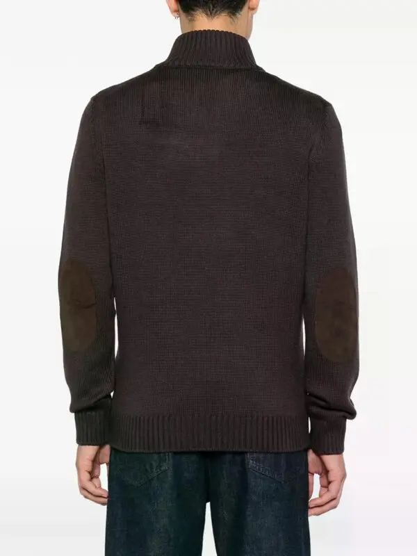 FAY Elbow-patch Hook-fastening Sweater - Brown