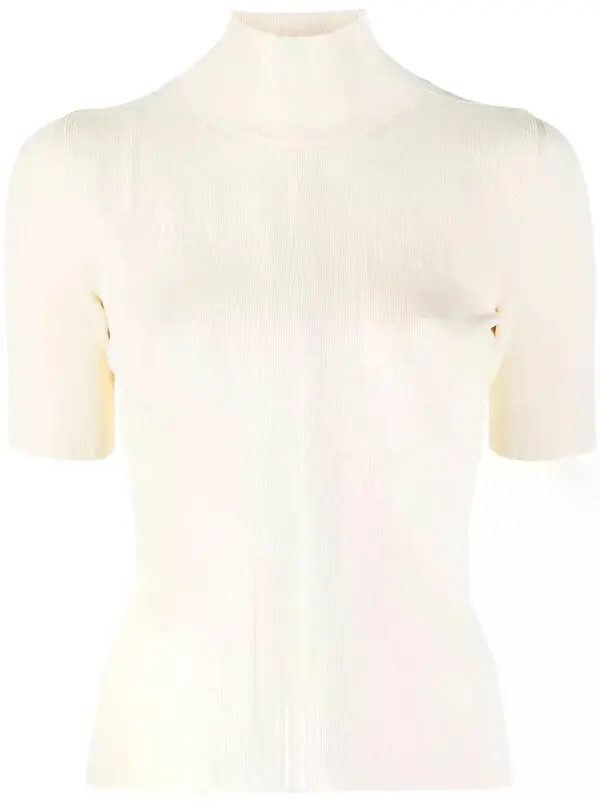 Off-White Logo-debossed Rib-knit Top - Neutrals