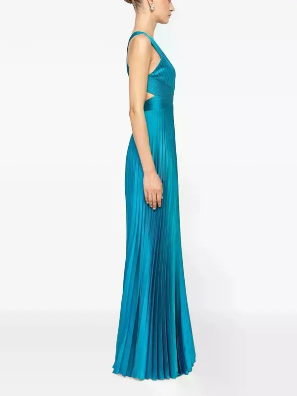 NISSA Pleated Satin Maxi Dress