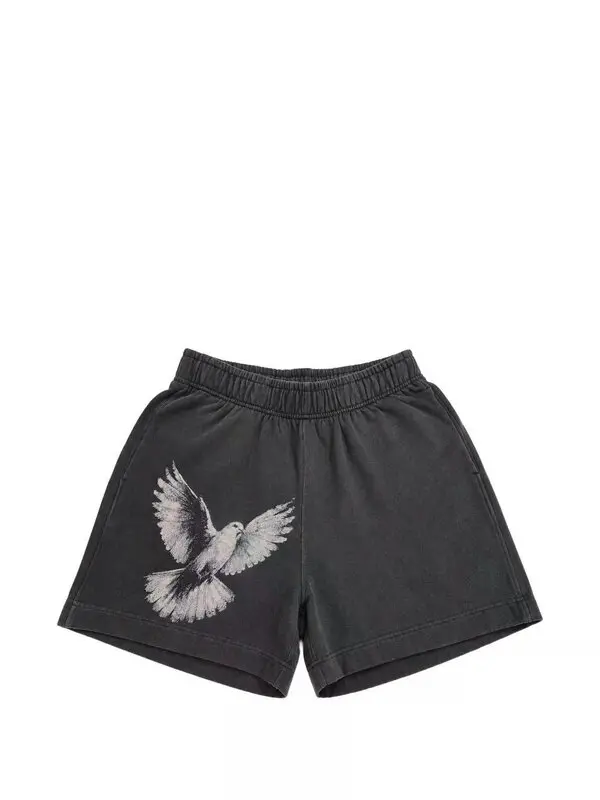 MELT Graphic-print Cotton Shorts - Black