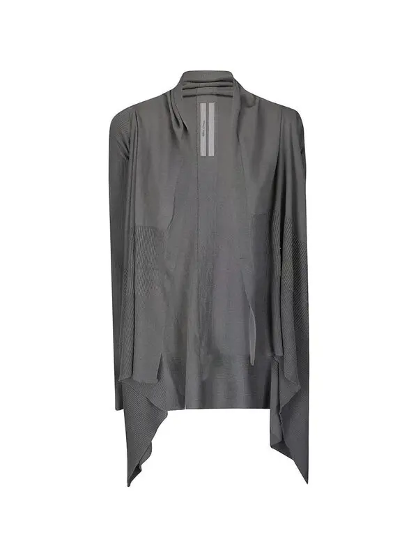 Rick Owens Ribbed-knit Asymmetrical Cardigan - Grey