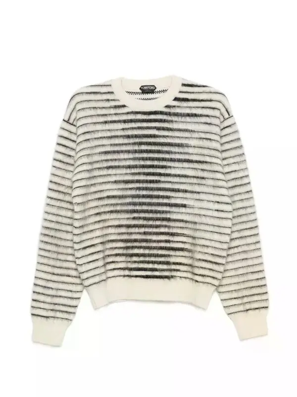 TOM FORD Striped Crew Neck Sweater - Neutrals
