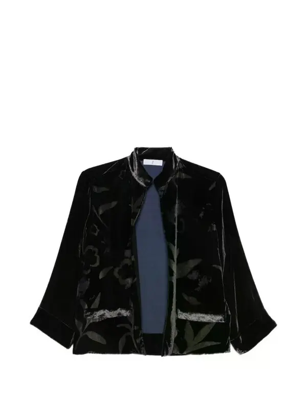 WHYCI Floral-devoré Velvet Jacket - Black