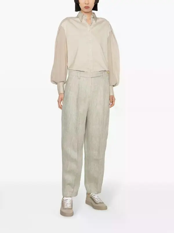 Brunello Cucinelli Mid-rise Tapered Linen Trousers