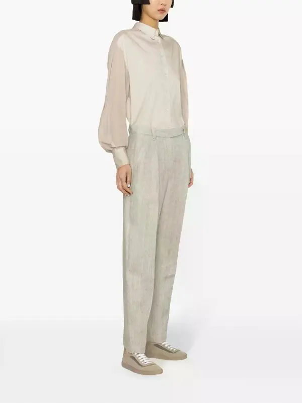 Brunello Cucinelli Mid-rise Tapered Linen Trousers