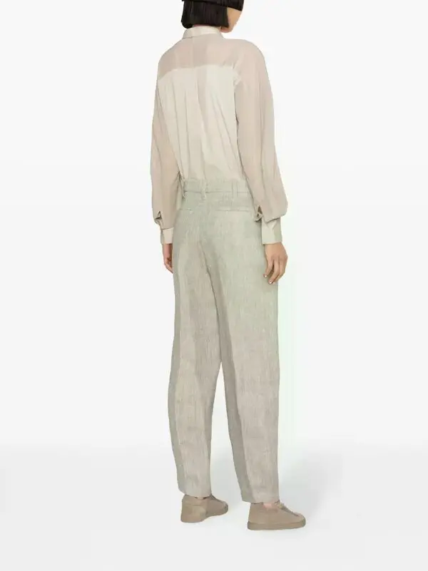 Brunello Cucinelli Mid-rise Tapered Linen Trousers