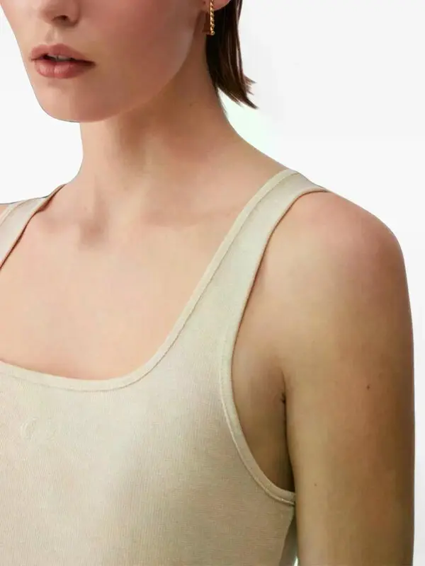 Liu Jo Logo-embroidered Scoop-neck Tank Top - Neutrals